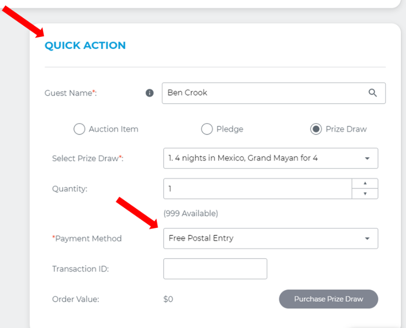 How to Add a Free Postal Entry for Prize Draw