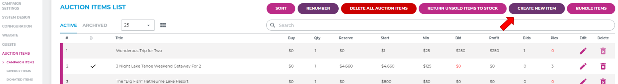 How to Create an Auction Item