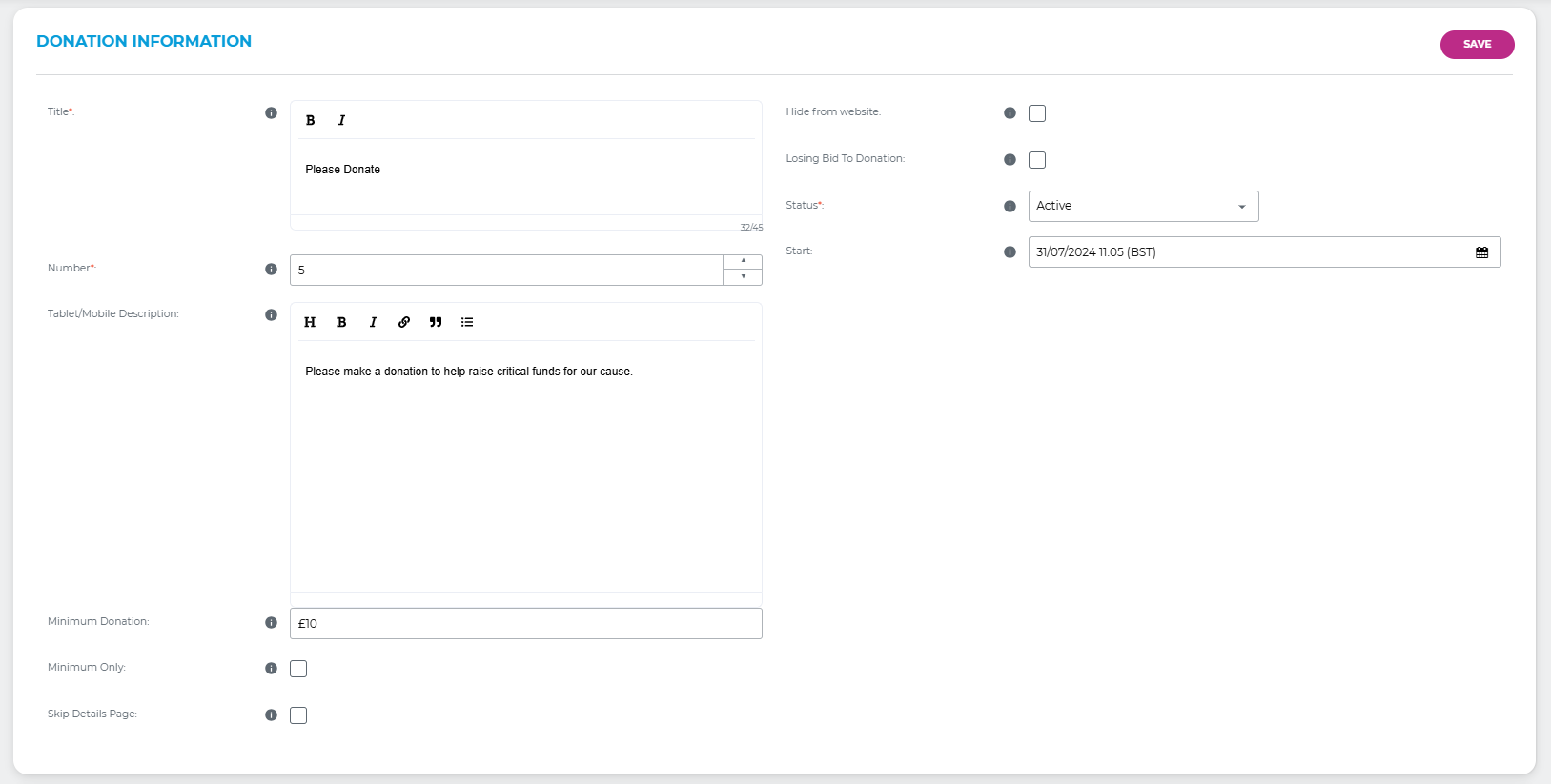 How to Create Donation Levels
